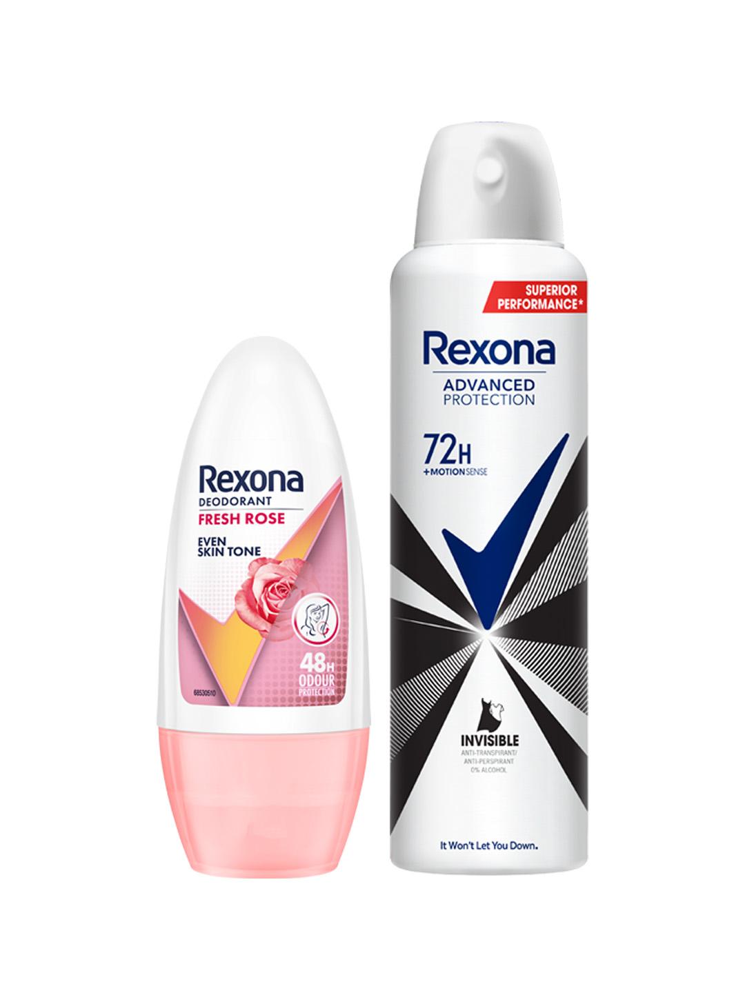 Buy Rexona Set Of Anti Perspirant Deodorant + Fresh Rose Deodorant Roll ...