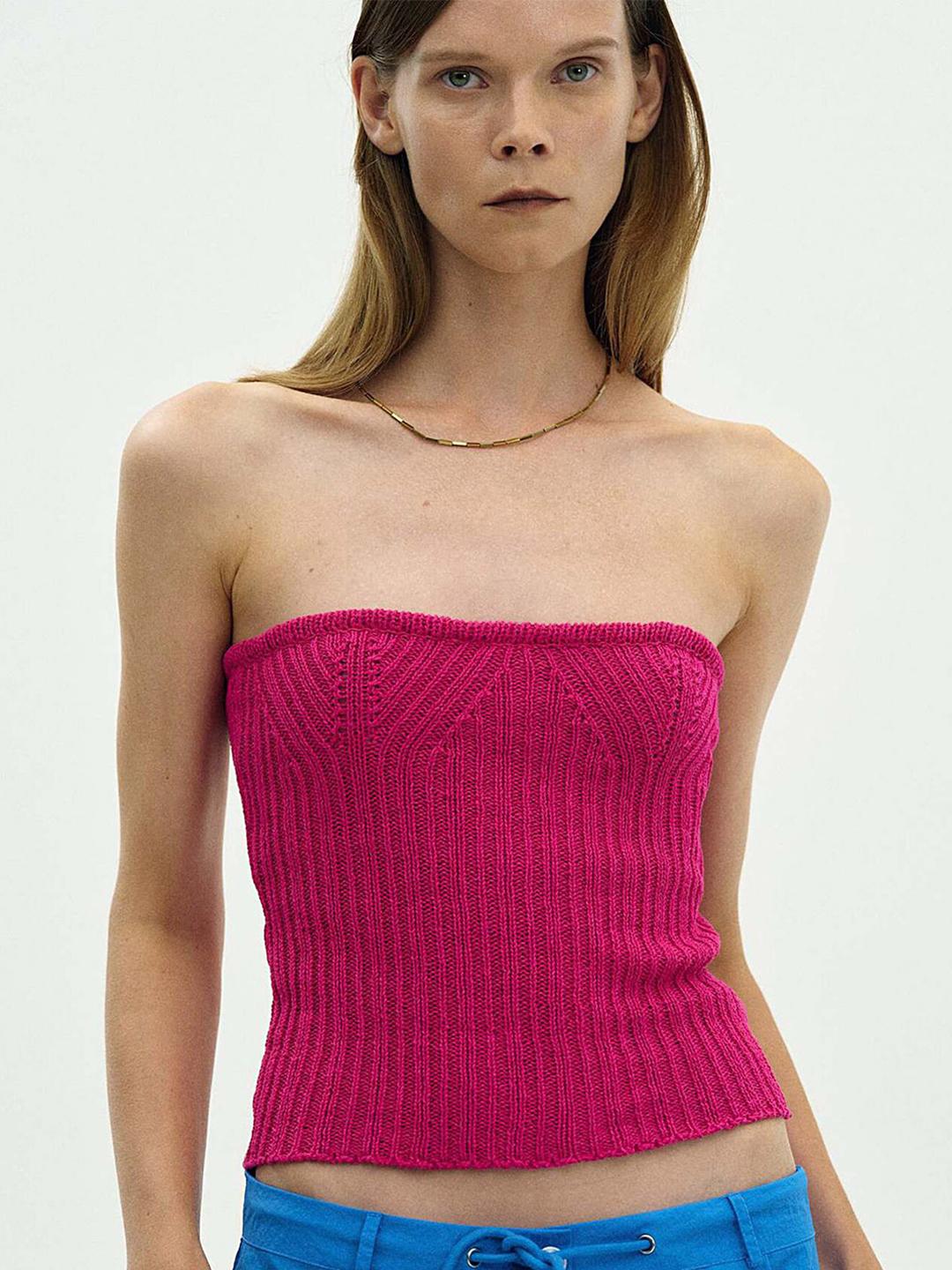Buy LULU & SKY Self Design Strapless Tube Crop Top - Tops for Women ...
