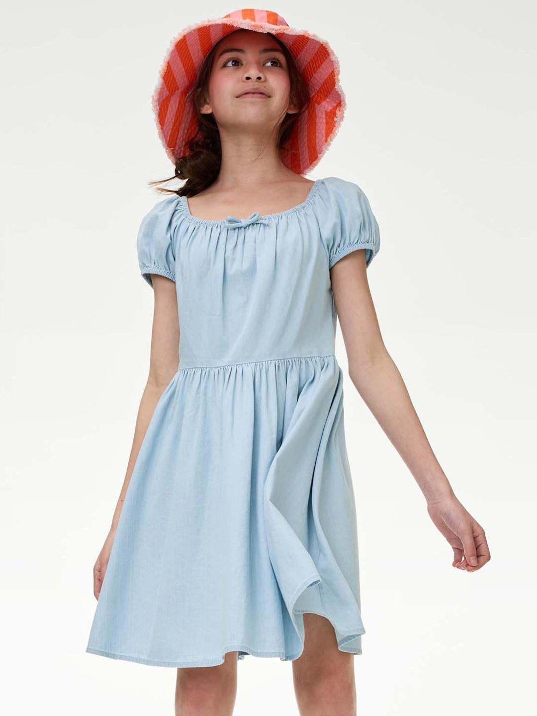 Buy Marks & Spencer Girls Pure Cotton Knee Length Fit & Flare Dress ...