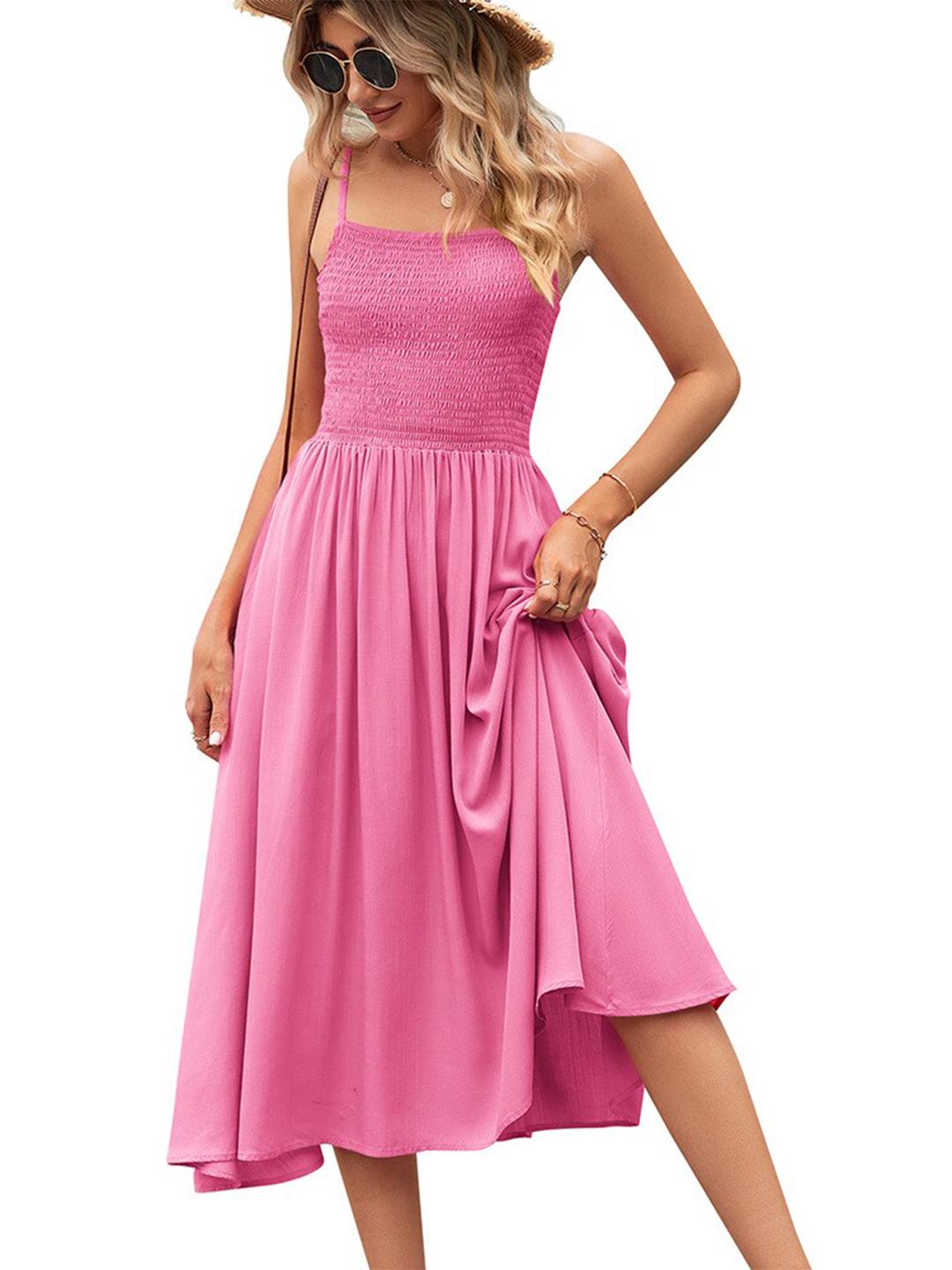 Buy StyleCast Pink Shoulder Straps Fit & Flare Midi Dress - Dresses for ...