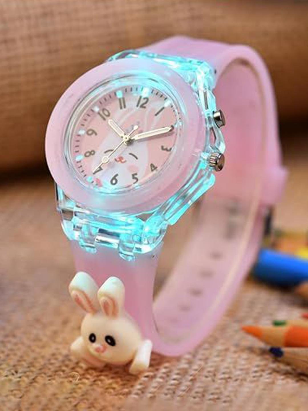 Buy JUST LIKE Kids Printed Dial & Straps Analogue Watch 125 Pink Lights ...