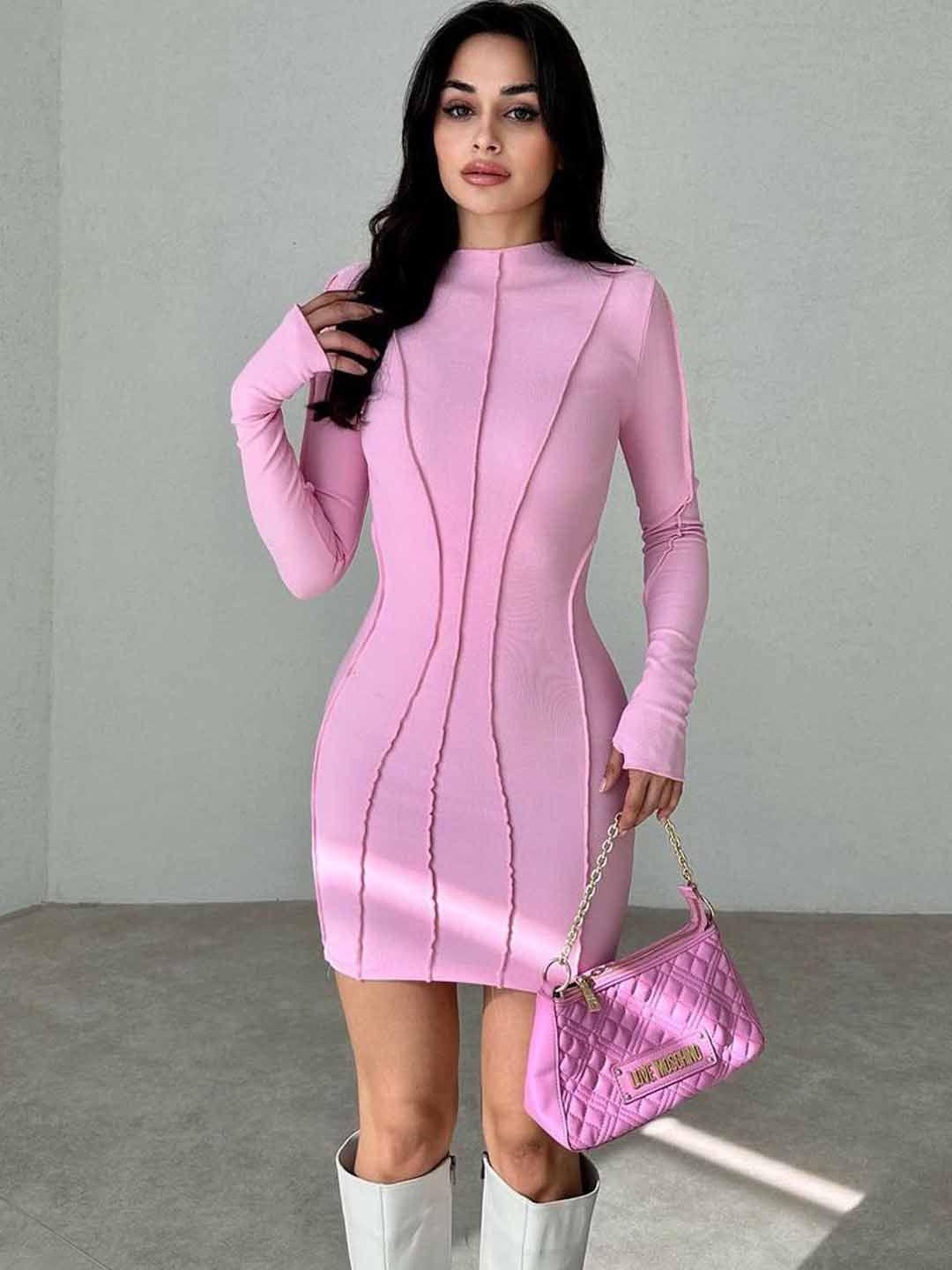 Buy StyleCast Women Pink Solid Bodycon Mini Dress - Dresses for Women ...