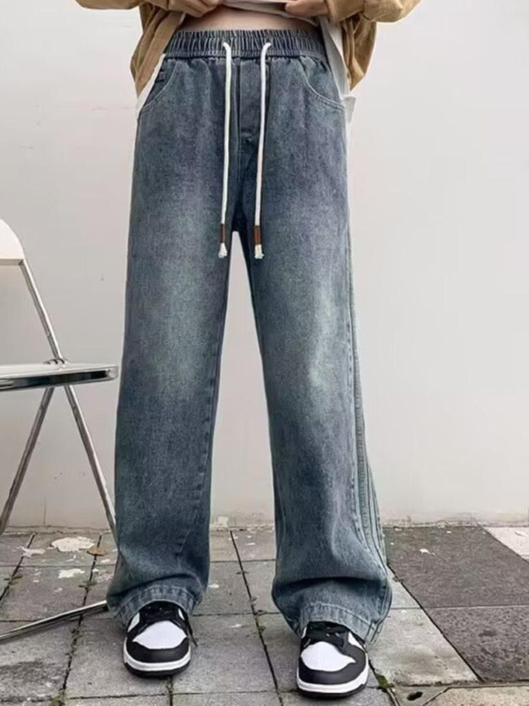 Buy StyleCast Men Wide Leg Slash Knee Light Fade Stretchable Jeans ...
