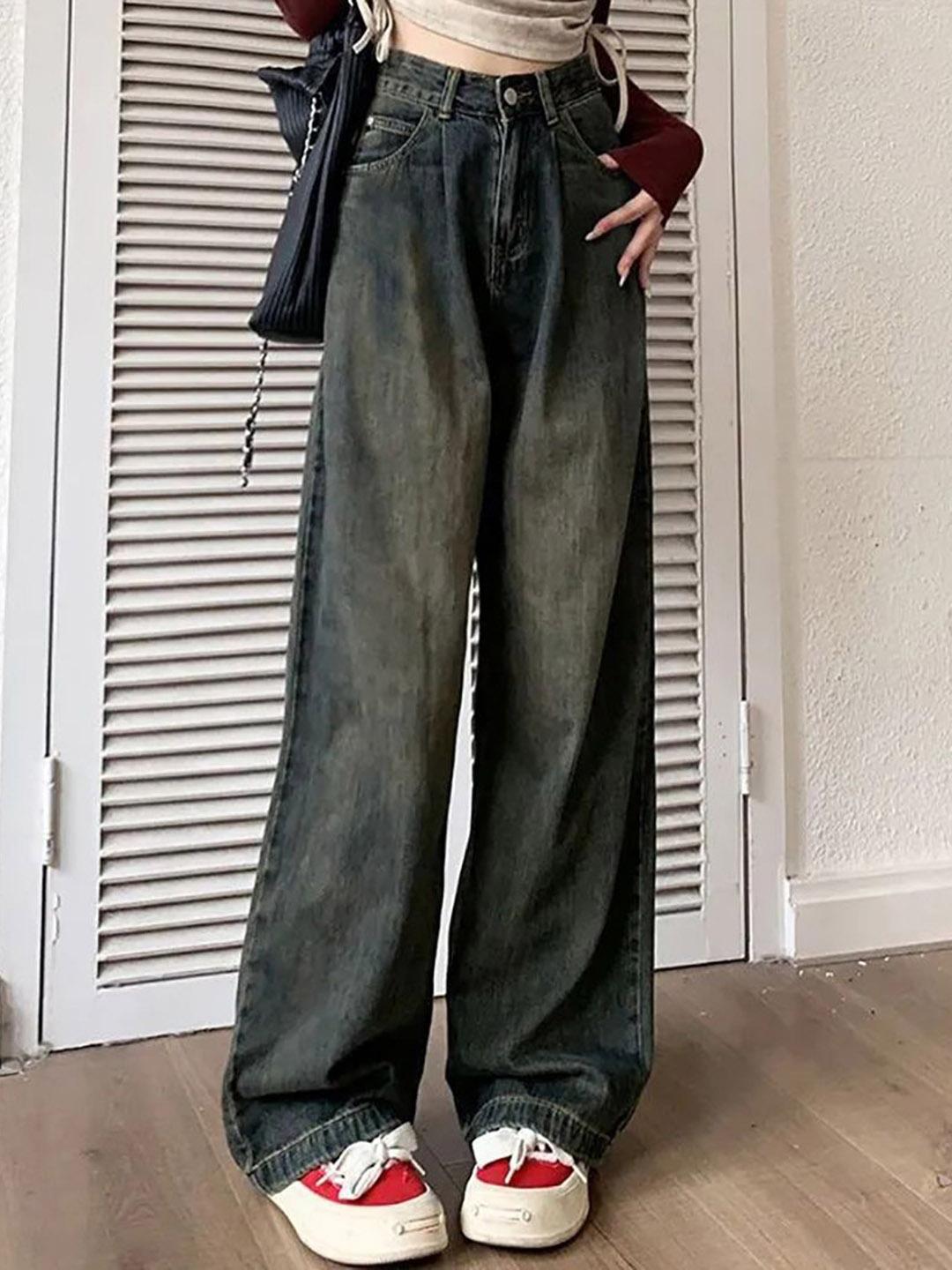 Buy StyleCast X Revolte Women Wide Leg Slash Knee Heavy Fade Jeans ...