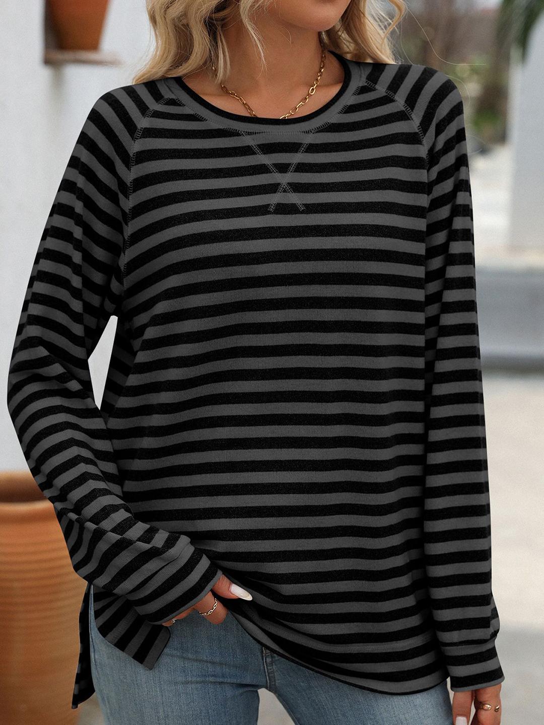 Buy StyleCast X Revolte Women Horizontal Striped Striped Round Neck Top ...