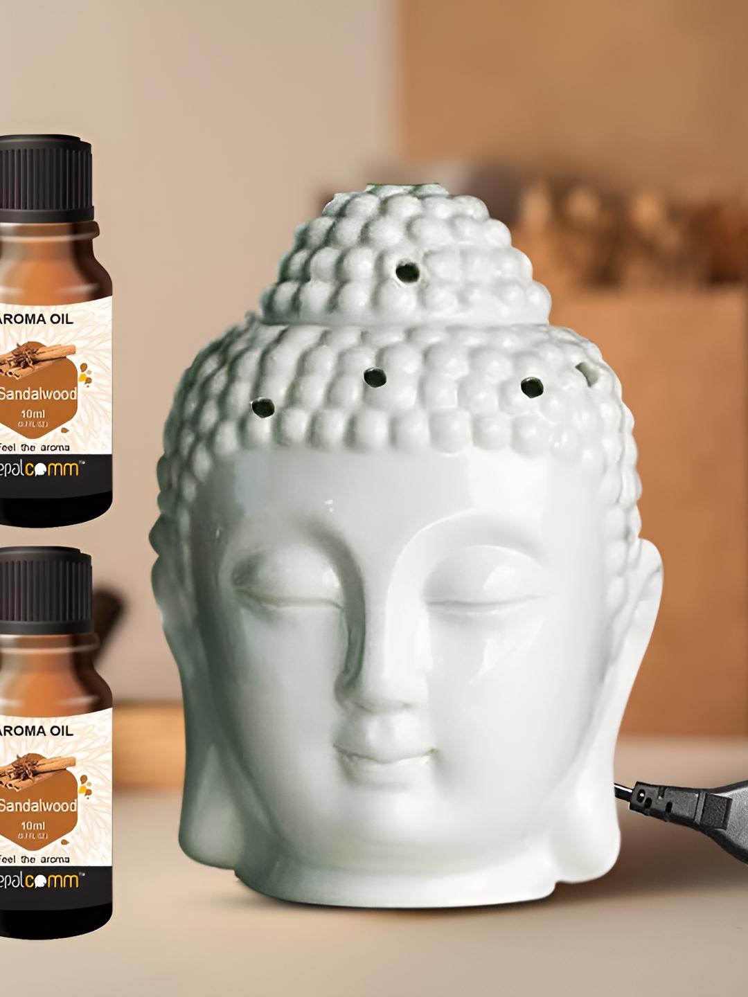Buy PEEPALCOMM 2 Pcs White Textured Buddha Aroma Oil Diffuser 10ml Each - Aroma Oil Diffusers ...