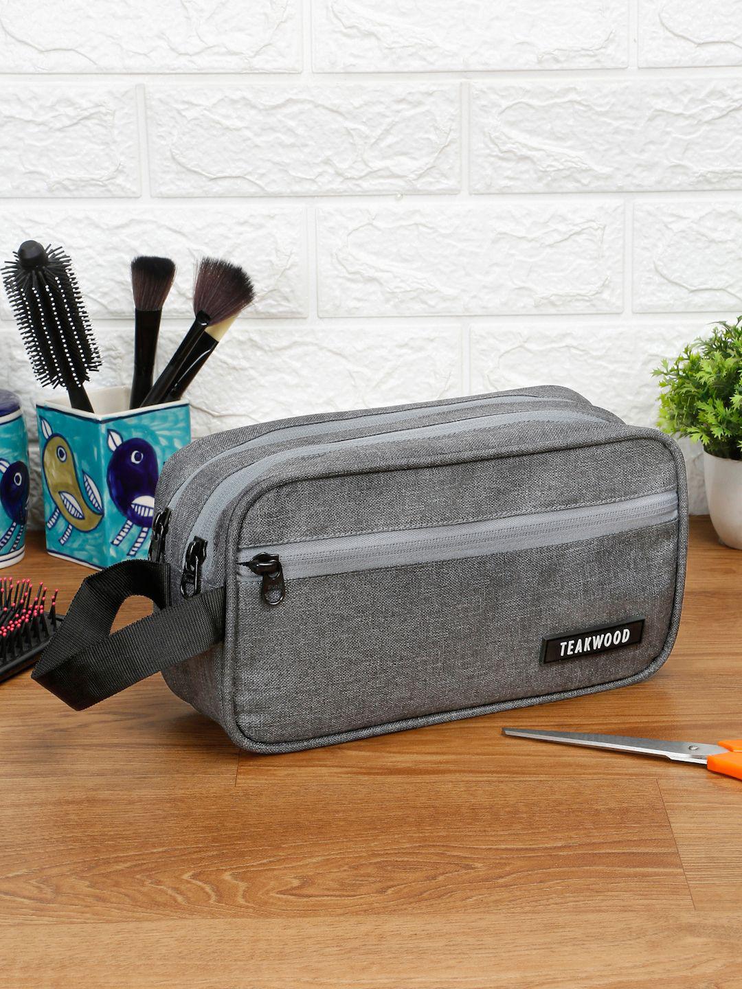 Buy Teakwood Leathers Compact Dual Zip Travel Toiletry Kit - Travel Kit ...