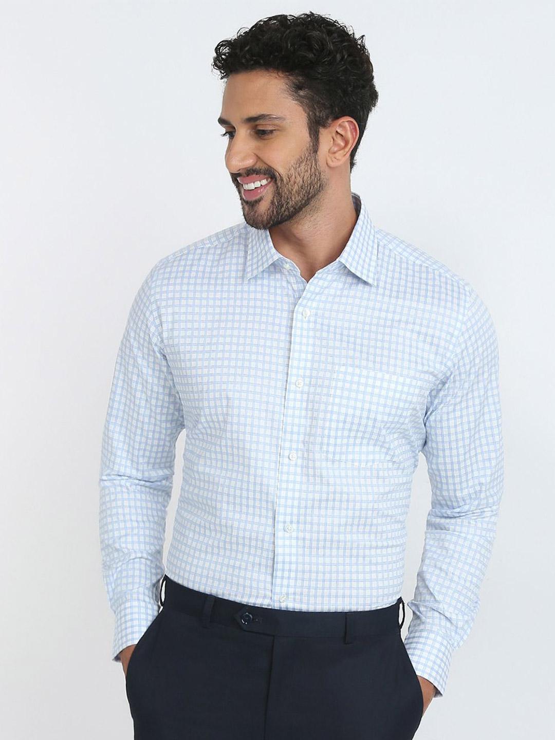 Buy Raymond Checked Pure Cotton Semicutaway Formal Shirt - Shirts for ...