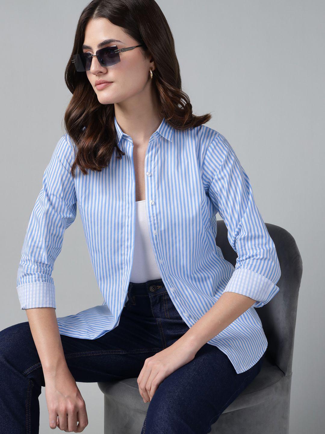 Buy Hancock Women Standard Slim Fit Striped Casual Shirt - Shirts for ...
