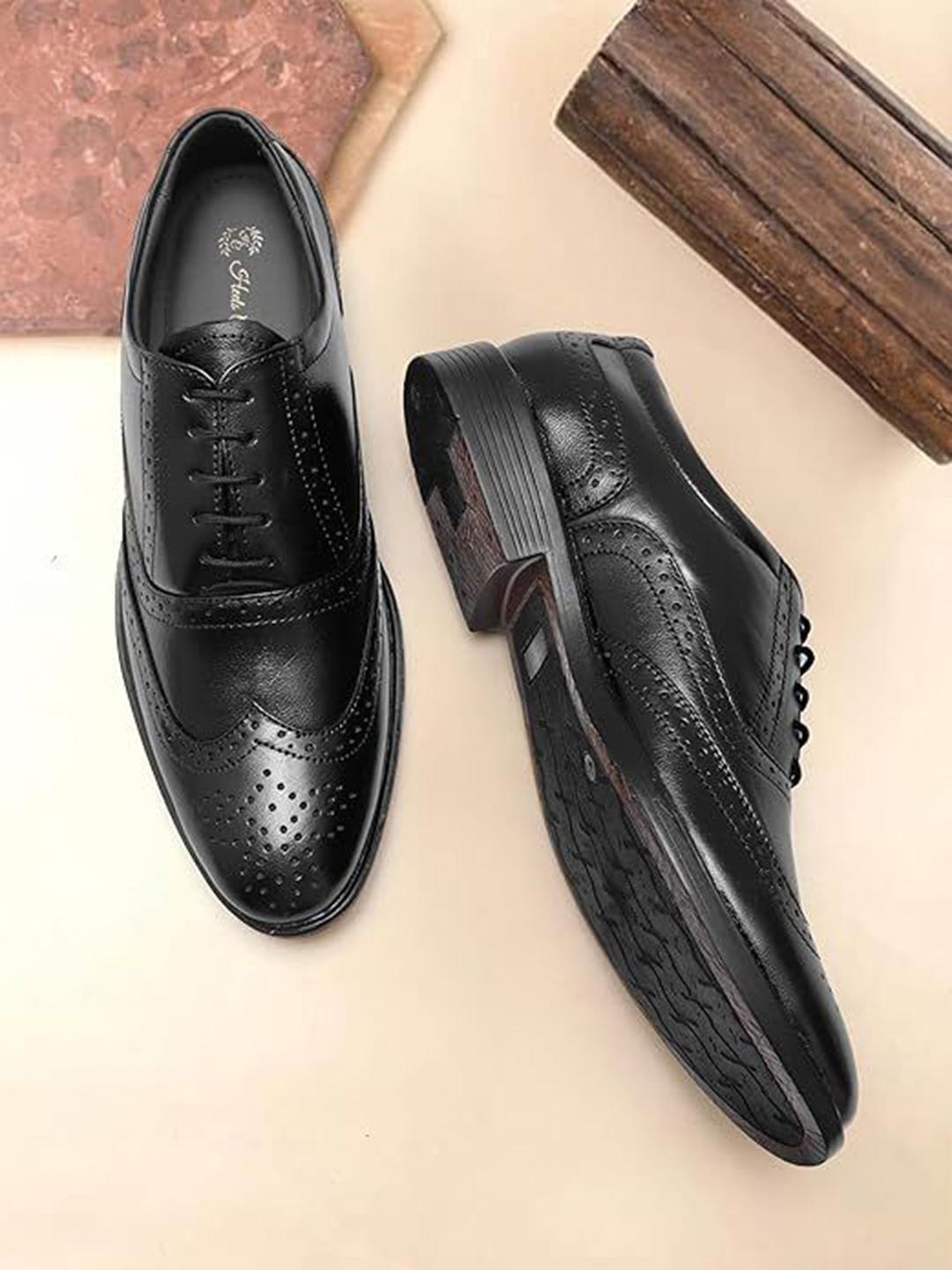 Buy HEELS COUNTY Men Textured Leather Formal Brogue - Formal Shoes for ...
