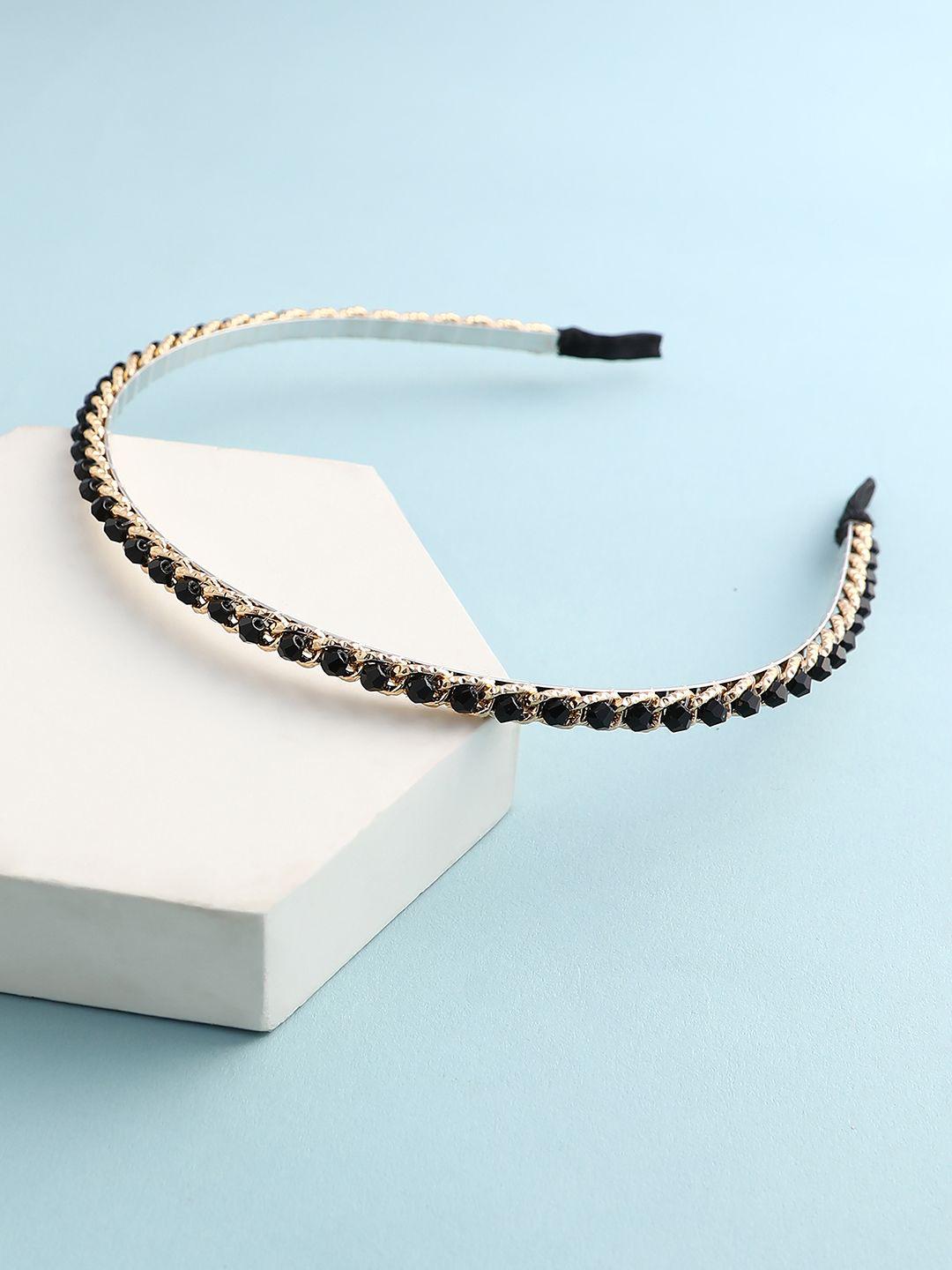 Buy SOHI Women The Beaded Chain Hairband Onyx Black - Hair Accessory ...
