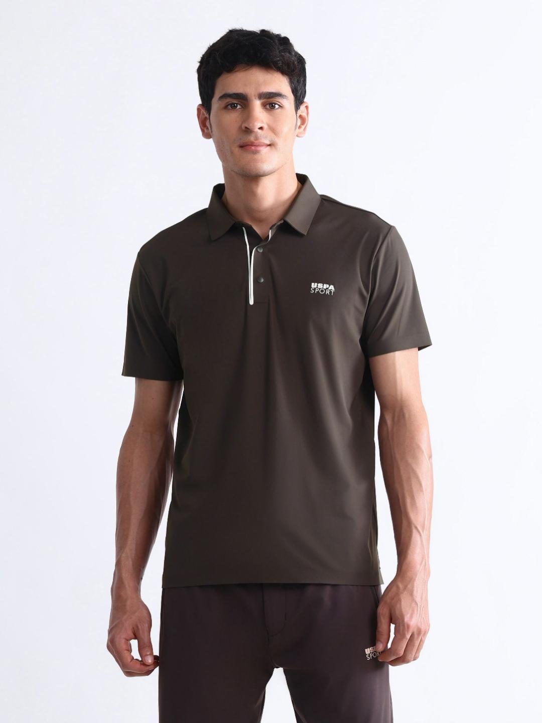 Buy USPA Sport Men Polo Collar Applique Slim Fit T Shirt - Tshirts for ...