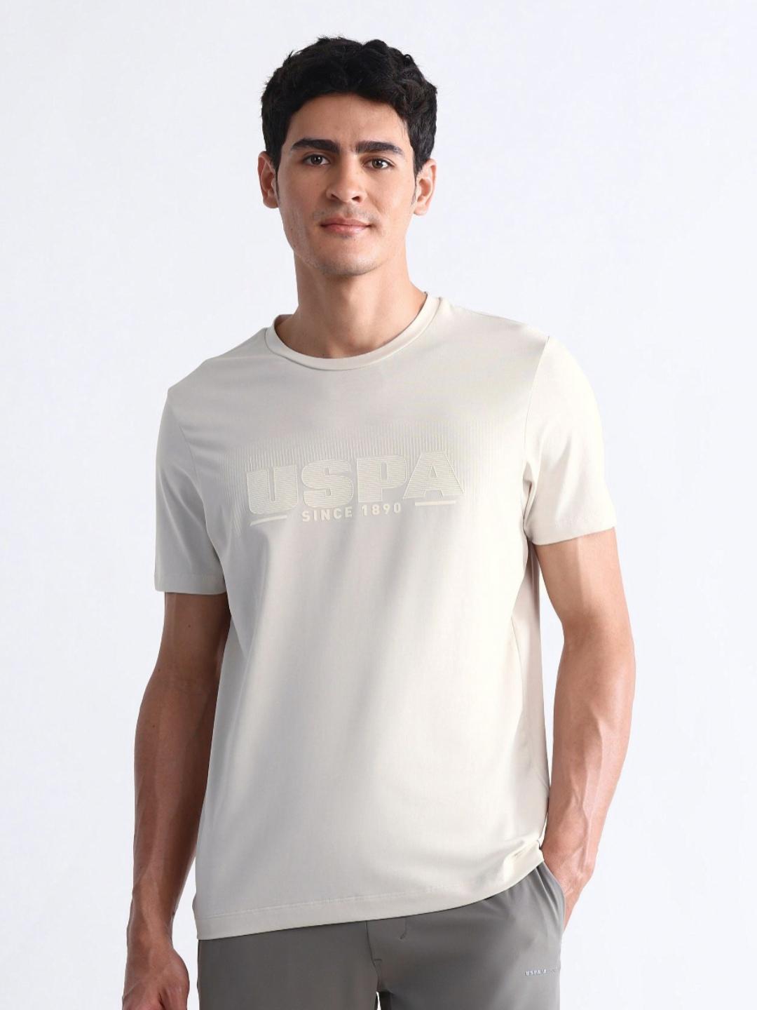 Buy USPA Sport Men Brand Logo Printed Round Neck Cotton Slim Fit T ...