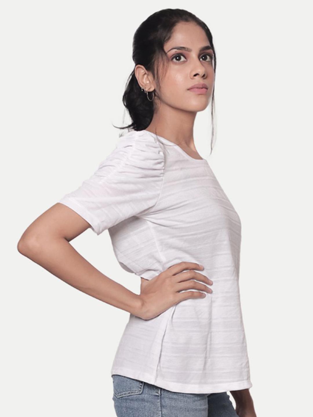 Buy Radprix Solid Puff Sleeve Cotton Top - Tops for Women 33829698 | Myntra