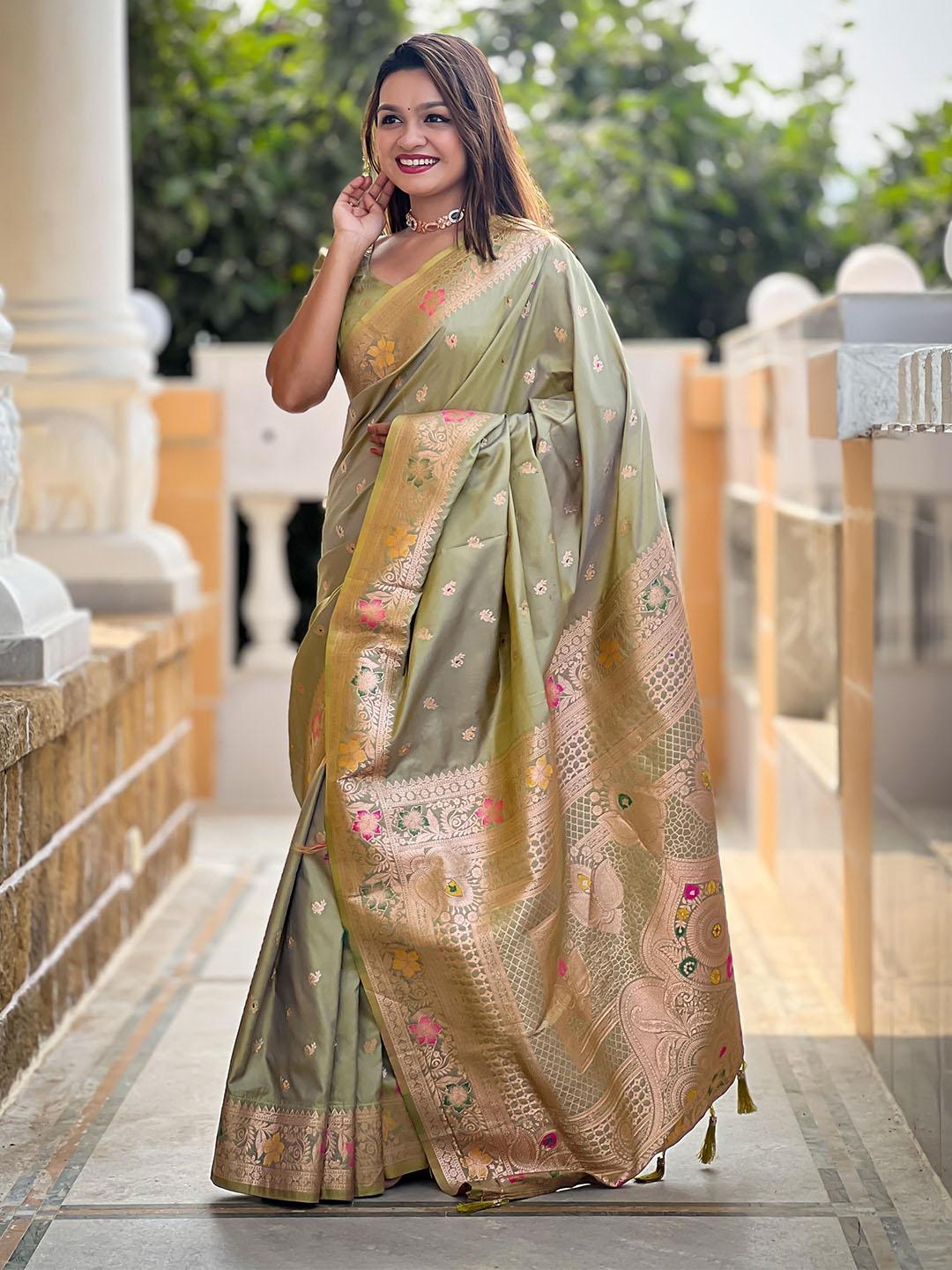 Buy VARNI FABRICS Woven Design Zari Banarasi Saree - Sarees for Women ...