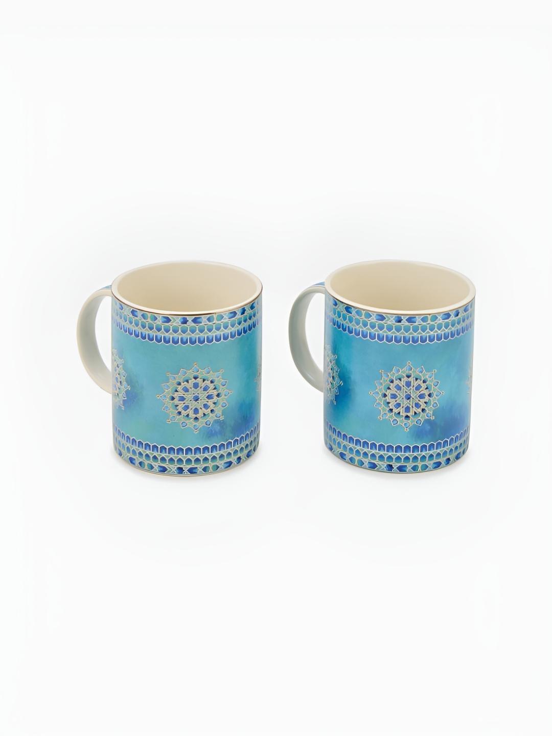 Buy Fabindia Kalamkari Finesse Blue Floral Ceramic Microwave Safe 2 ...