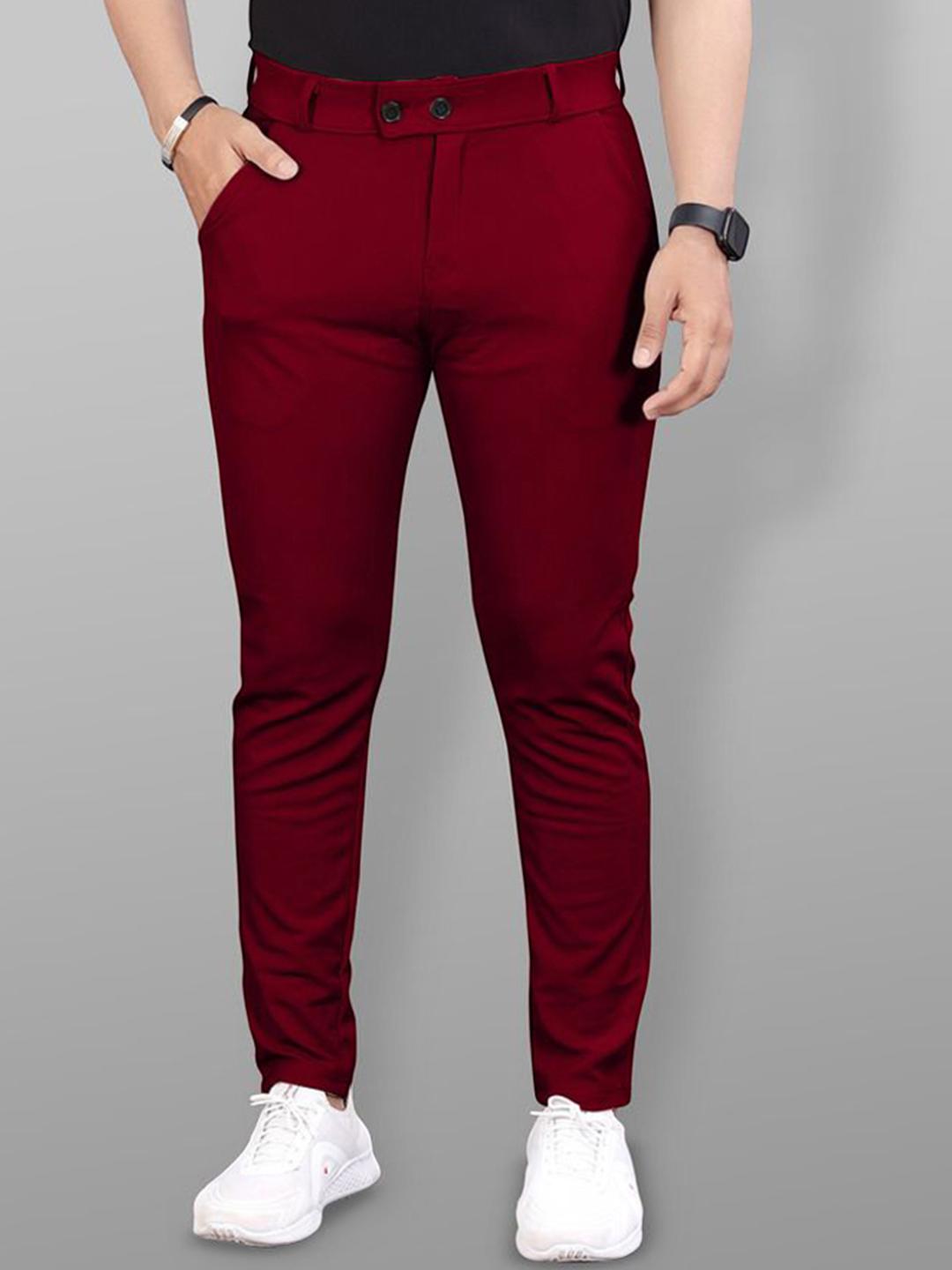 Buy Moda Rapido Men Tailored Mid Rise Flat Front Regular Trousers ...