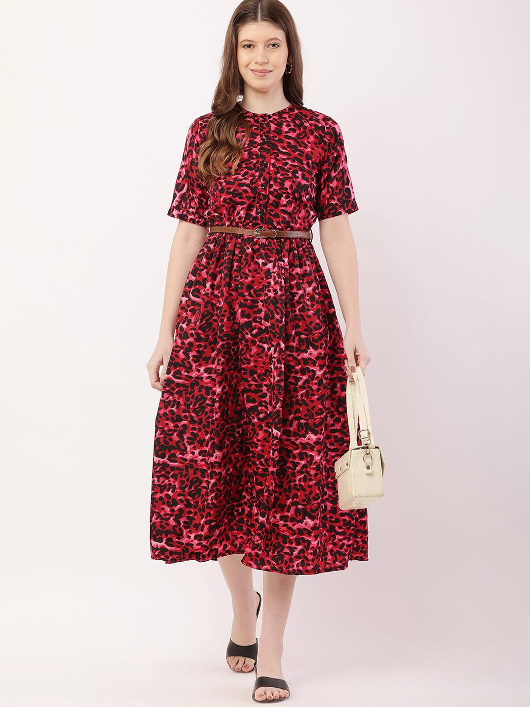 Buy Moda Rapid Printed Fit & Flare Midi Dress - Dresses for Women ...