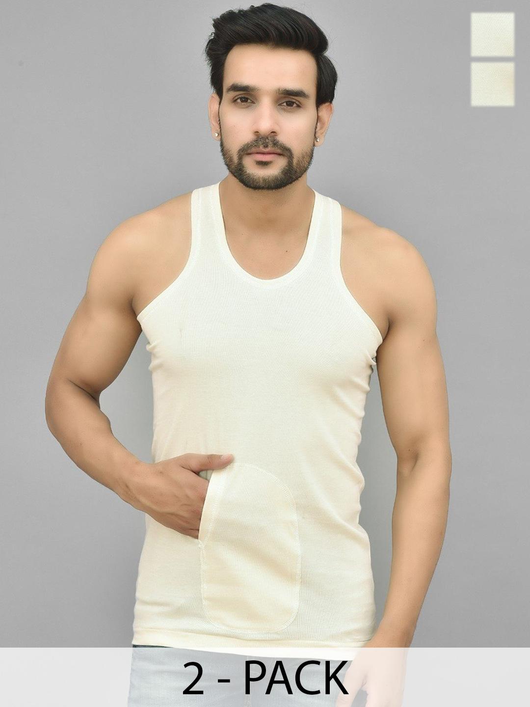 Buy UNDERLOOP Men Pack Of 2 Pure Cotton Basic Vests - Innerwear Vests ...