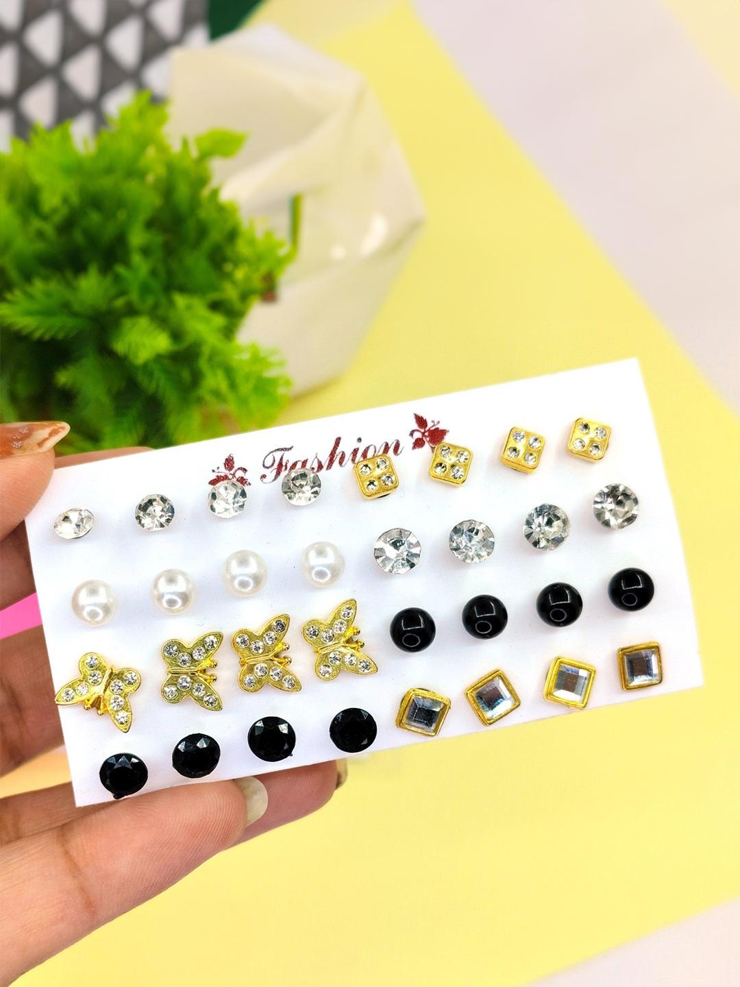 Buy Shivarth Set Of 16 Artificial Beads Circular Studs - Earrings for ...