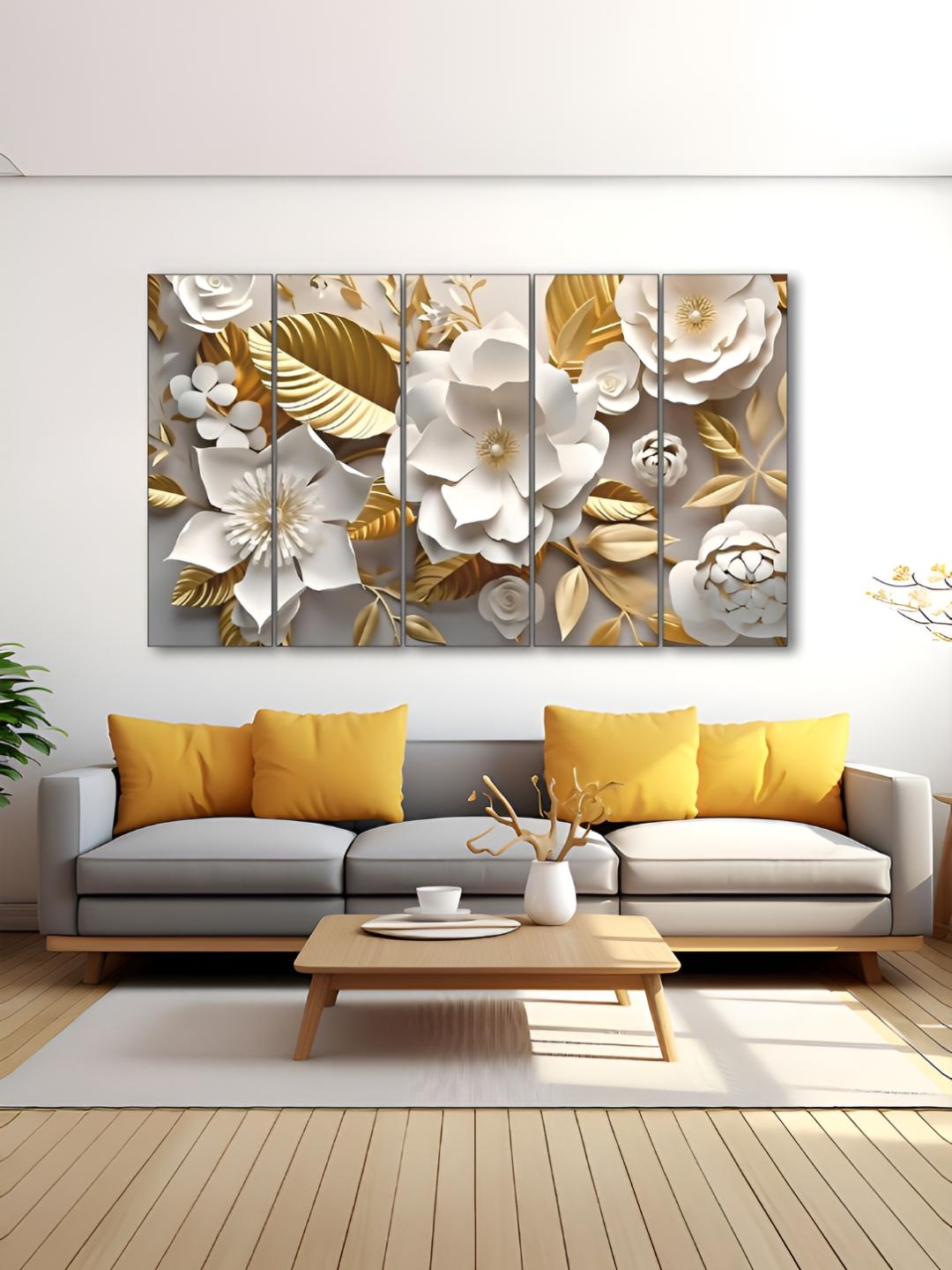 Buy The Castle Decor Wood 5 Piece Wall Rectangle Paintings Wall Art 26.77 X 47.63In - Wall Art ...