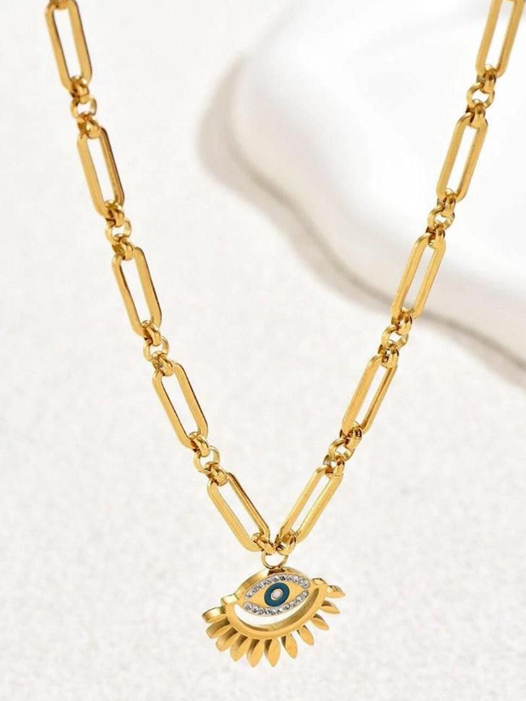 Buy DKane Designs Gold Plated Stainless Steel Artificial Stones Studded ...