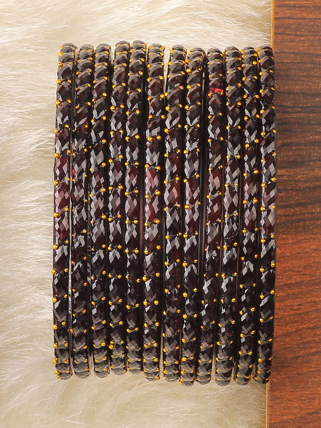 Buy KOTTIAR CREATIONS Set Of 12 Crystal Studded Glass Bangles - Bangle ...