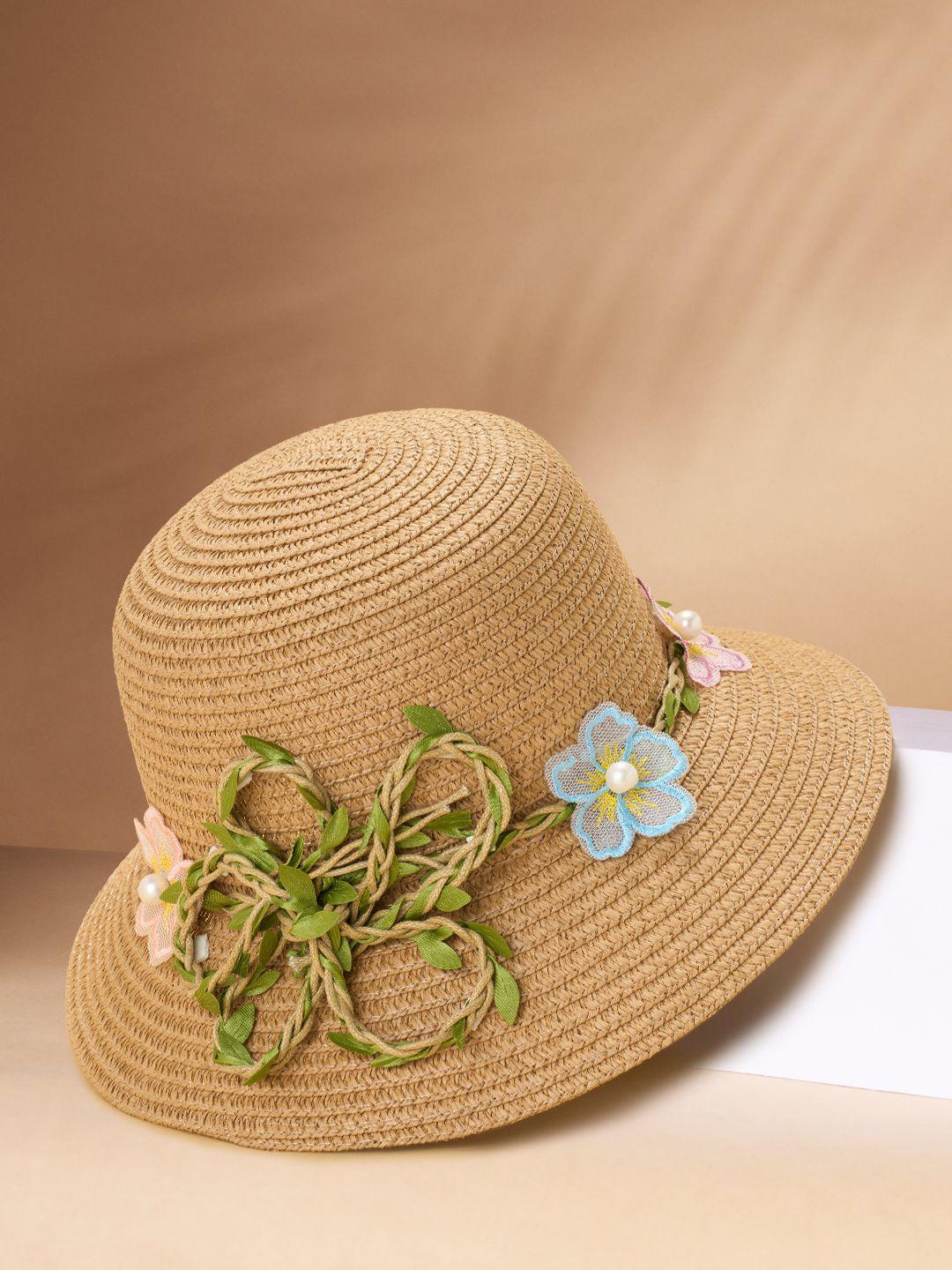 Buy Pantaloons Junior Girls Beige Floral Sun Hat - Hat for Girls ...