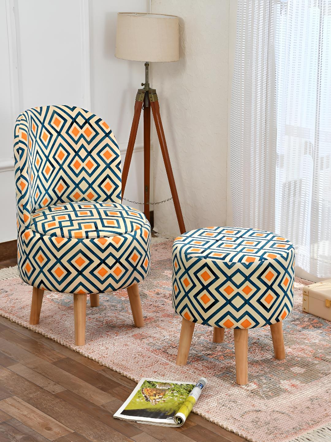 Buy NACIA 2 Pieces Yellow & Blue Geometric Printed Cylindrical Shape ...