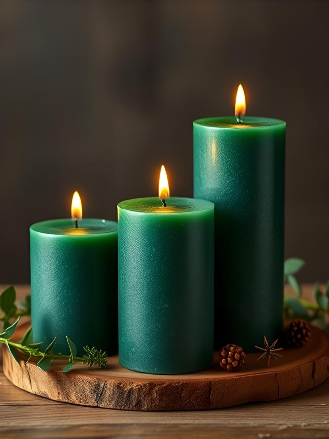 Buy Aromatic Fables 3Pcs Scented 1 Wick Lily Solid Round Regular Pillar ...