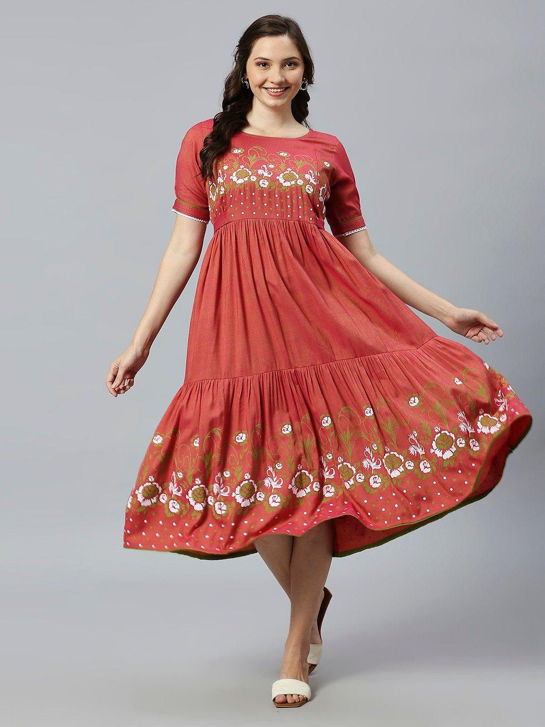 Buy MORDEN MUSE Women Paisley Printed Summer Sheers Maternity Anarkali ...