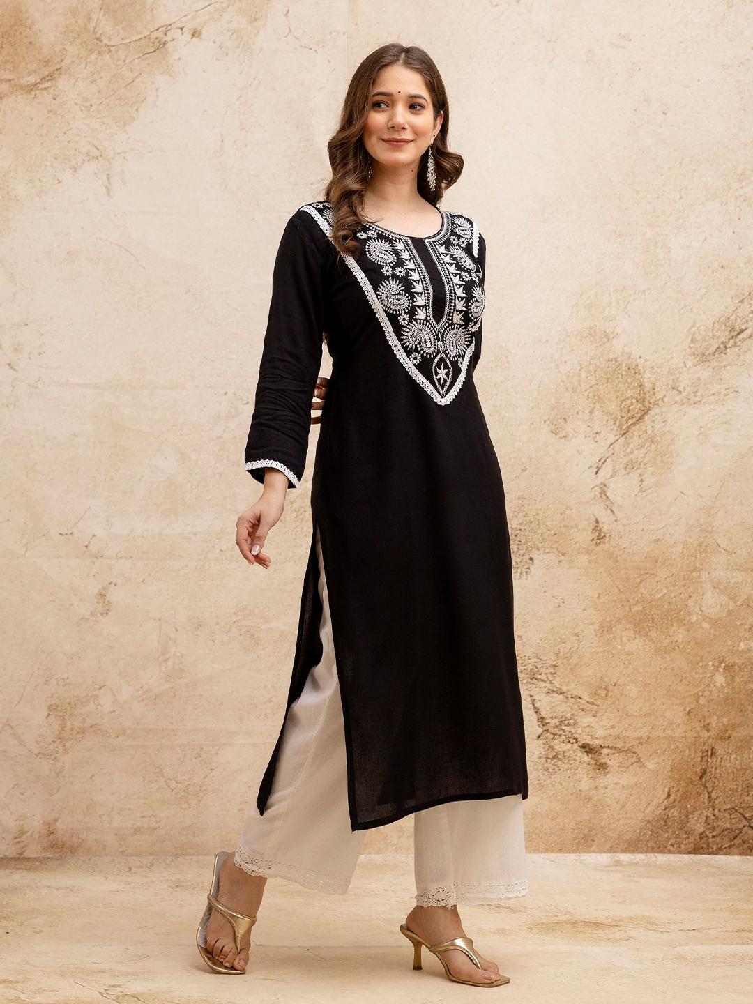 Buy SURHI Women Embroidered Thread Work Floral Kurta - Kurtas for Women 33501415 | Myntra