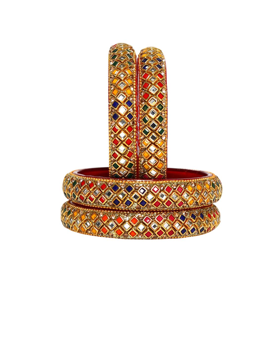Buy KOTTIAR CREATIONS Set Of 4 Artificial Stones Studded Bangles ...