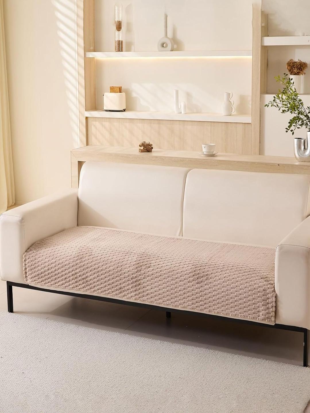 Buy HOUSE OF QUIRK Two Seater Honeycomb Pattern Velvet Fabric Anti Slip ...