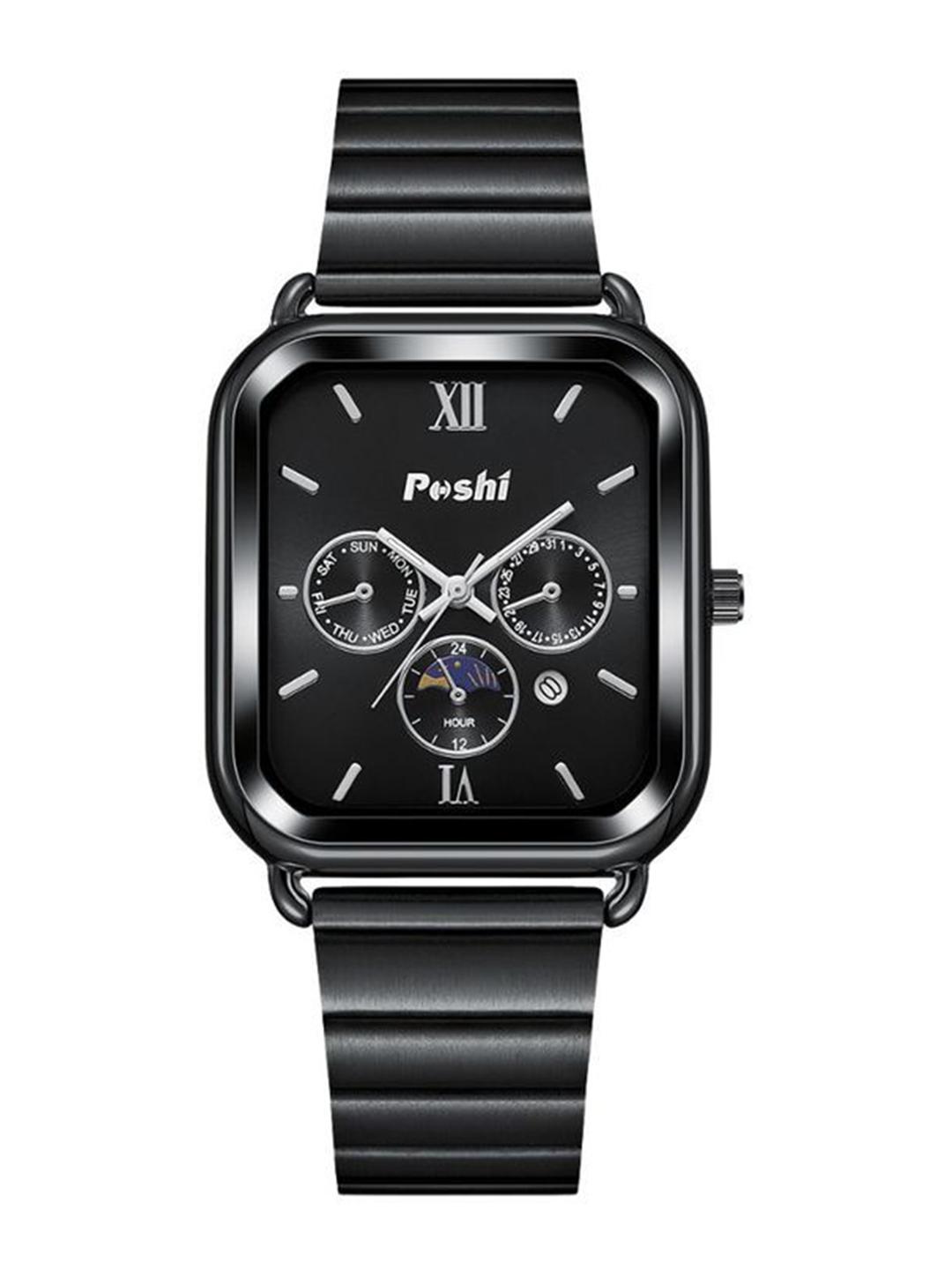 Buy Poshi Men Square Dial Stainless Steel Strap Watch With Adjustable ...