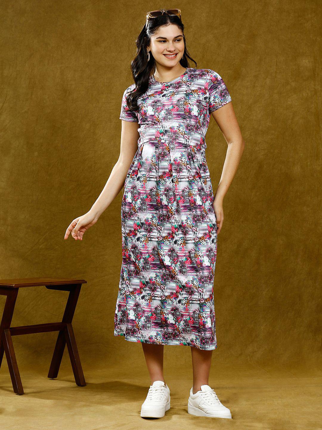 Buy MORDEN MUSE Women Maternity Fit & Flare Midi Dress - Dresses for ...