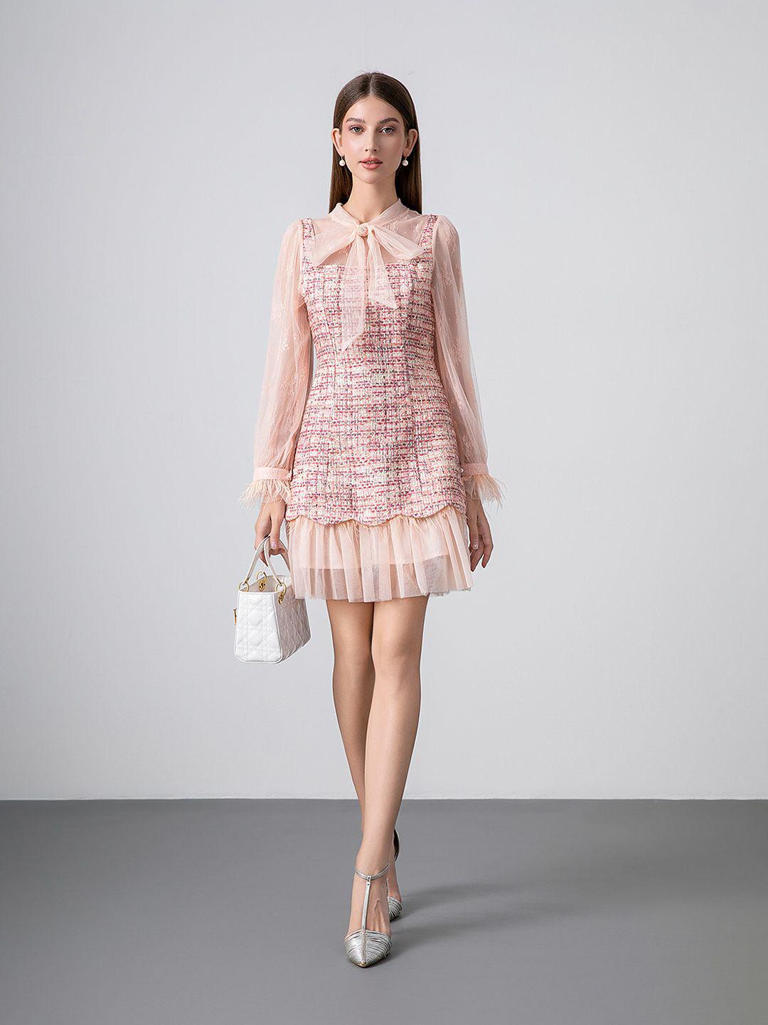 Buy JC Collection Women Self Design Bishop Sleeve Ruffles Sheath Dress ...