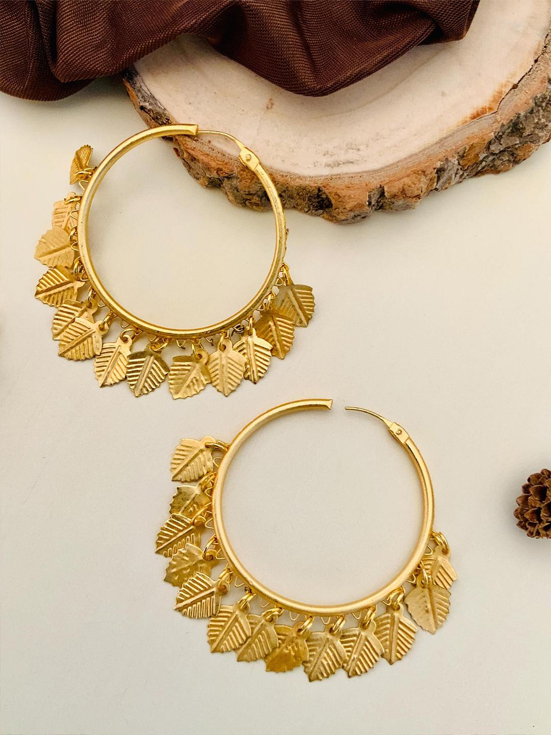 Buy Anouk Gold Plated Leaf Shaped Hoop Earrings - Earrings for Women ...