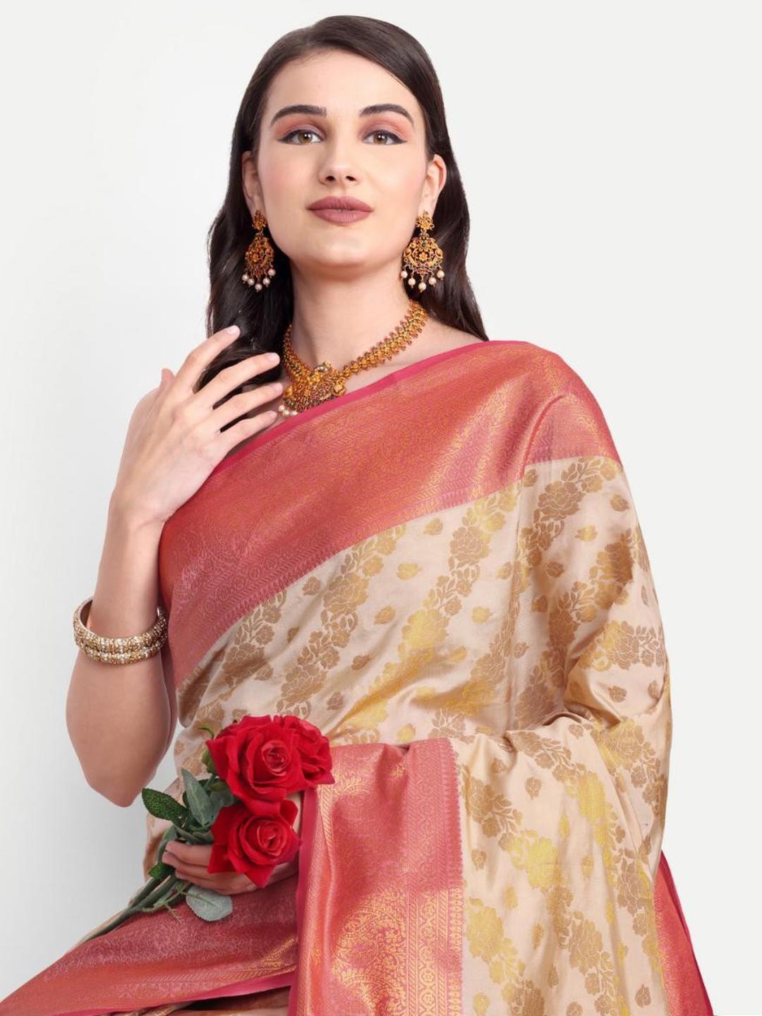 Buy Jayant Creation Beige Art Silk Barasi Sarees - Sarees for Women ...