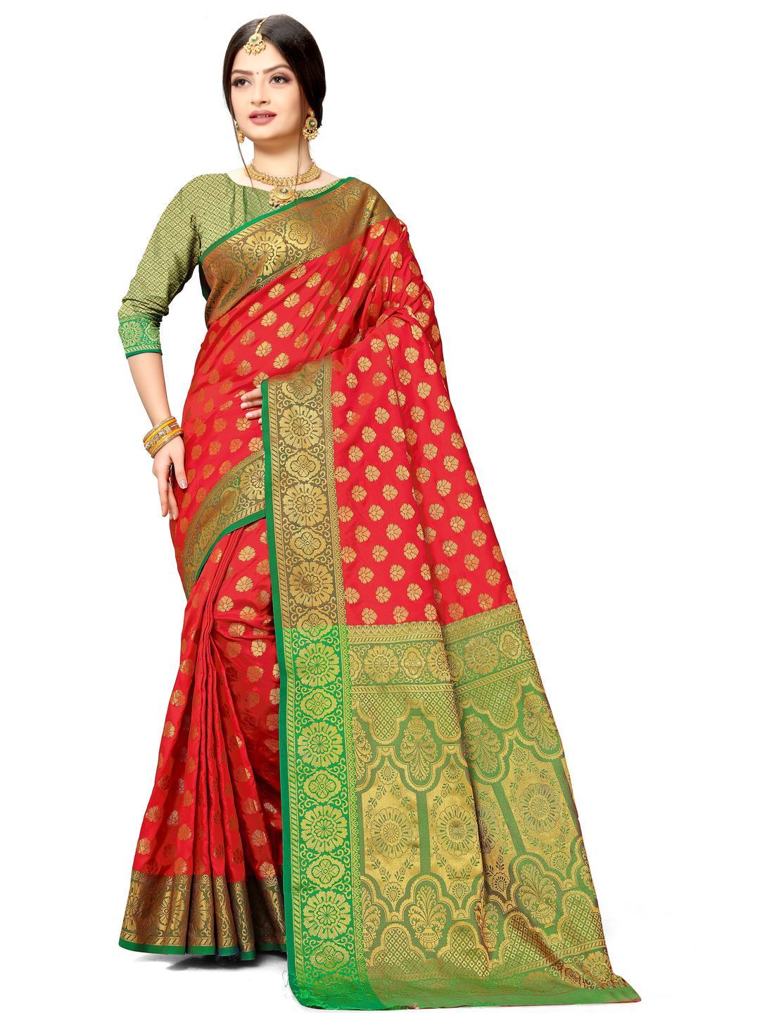 Buy Jayant Creation Red Silk Blend Barasi Sarees - Sarees for Women ...