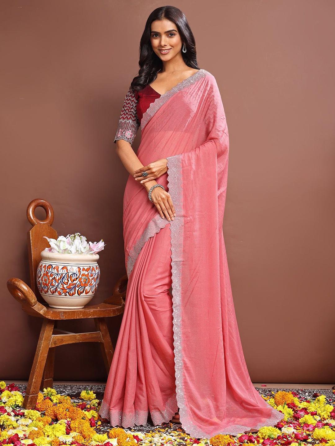 Buy Dori Embellished Border Beads And Stones Saree - Sarees for Women ...