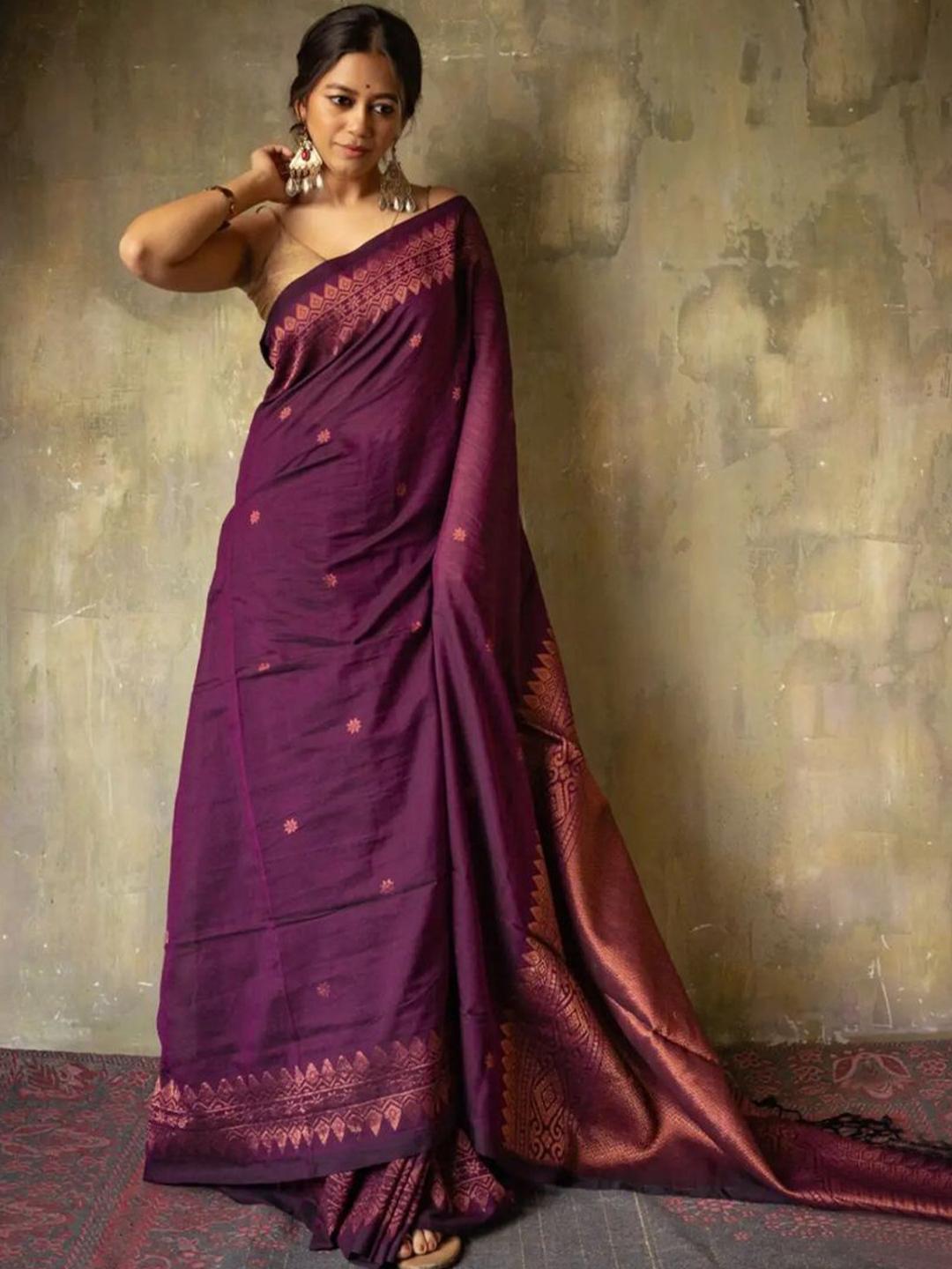 Buy Parampara Ethnic Ethnic Motifs Woven Design Zari Banarasi Saree ...