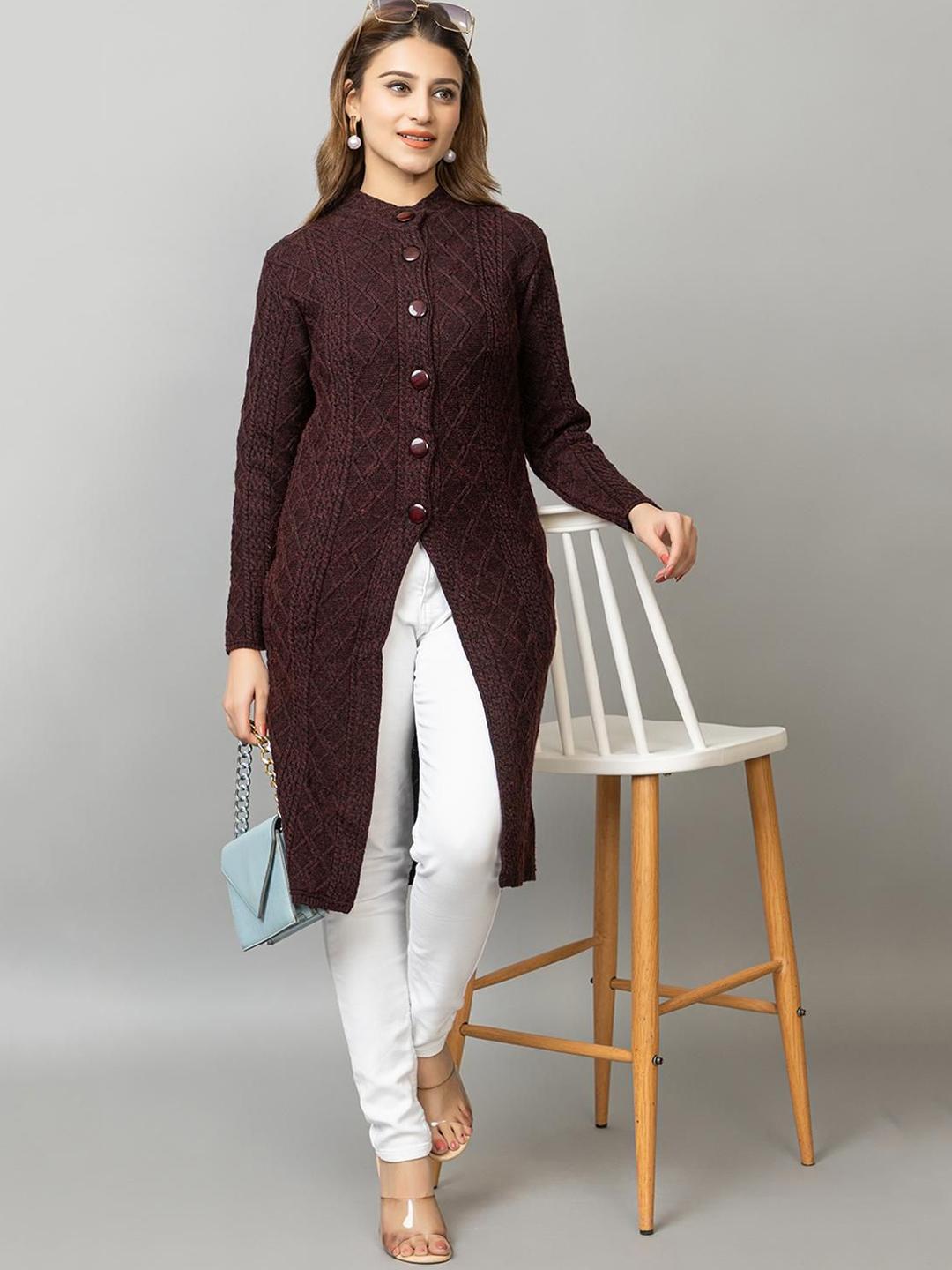 Buy Dart Line Women Self Design Longline Cardigan - Sweaters for Women ...
