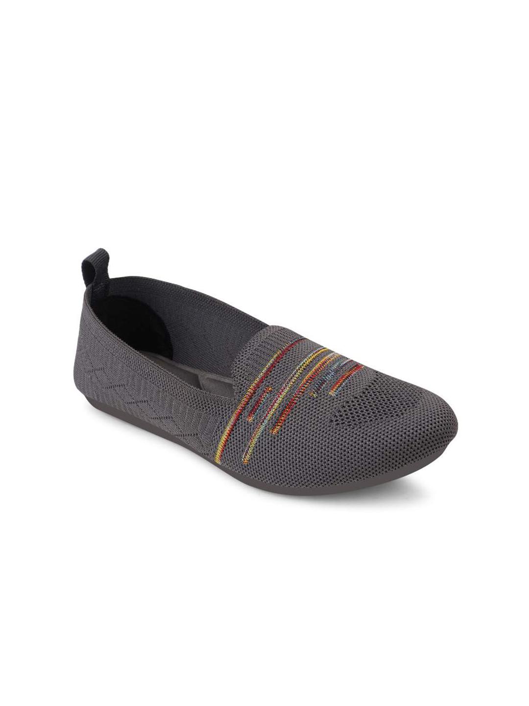 Buy CAFONE Footwear Women Grey Melange Synthetic Embellished Ballerinas ...