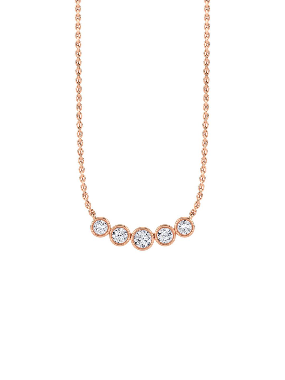 Buy LUNA 14Kt Rose Gold Lab Grown Round Unity Diamond Chain 3.9 G ...
