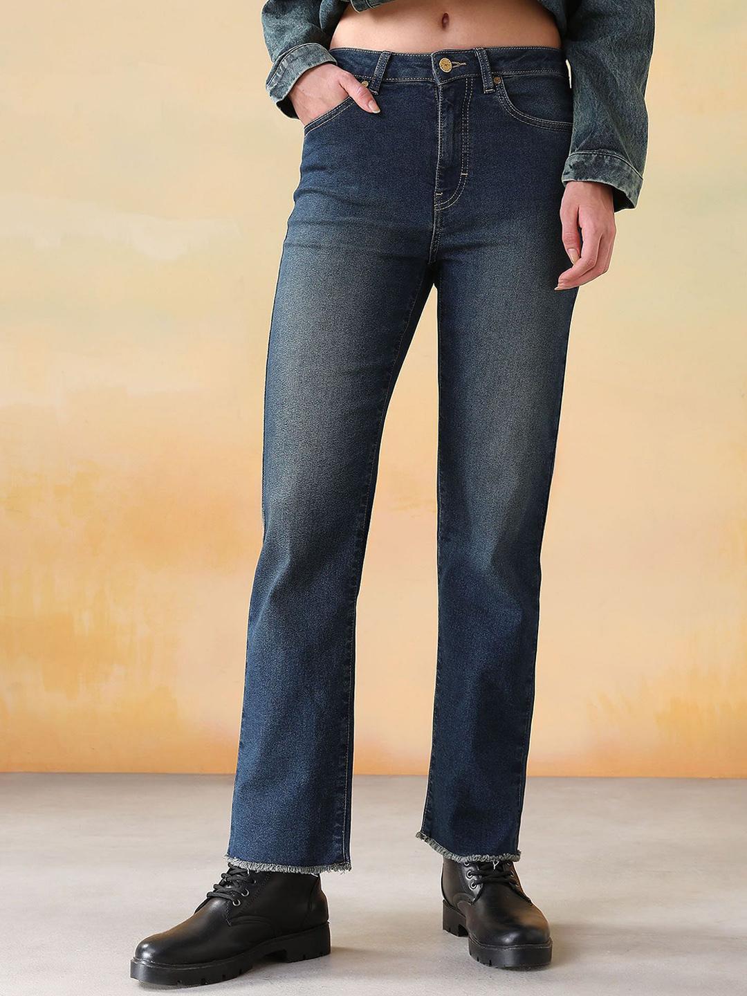 Buy Flying Machine Women Straight Fit High Rise Light Fade Stretchable ...