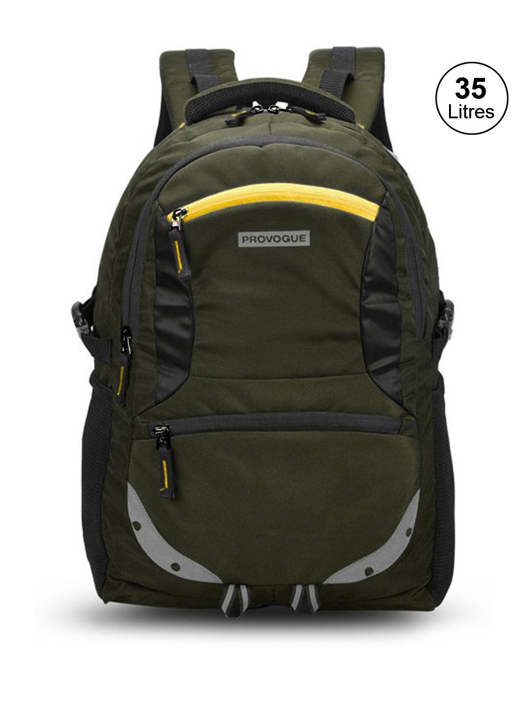 Buy Provogue Unisex Olive Green Backpack With Reflective Strip 31L 35 L ...