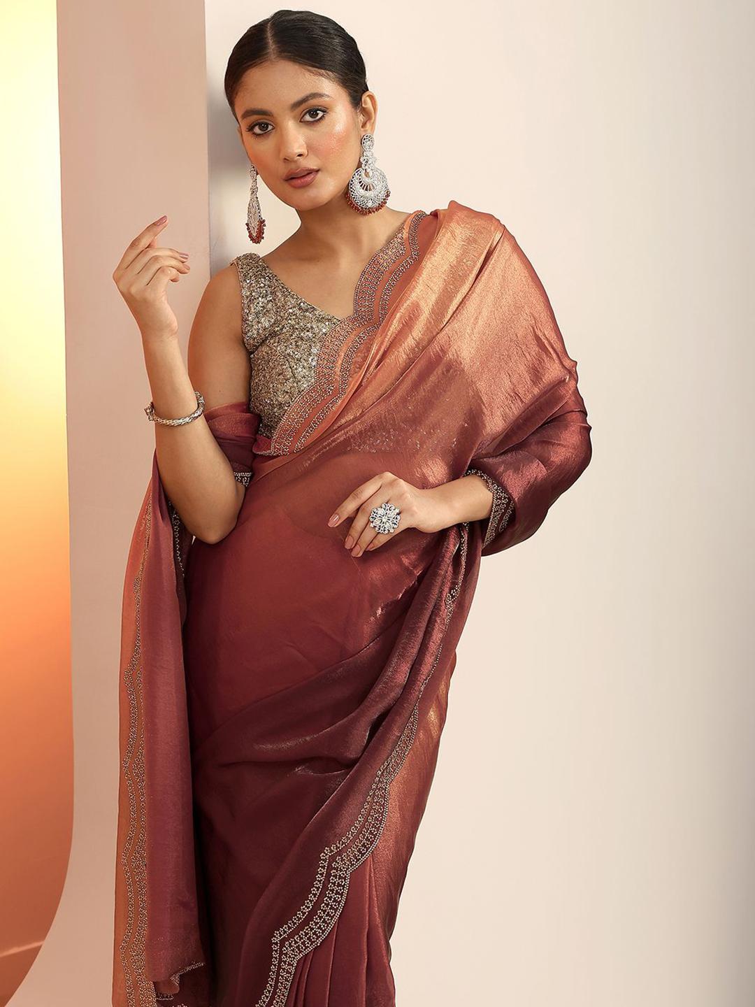 Buy Libas Beads And Stones Satin Saree - Sarees for Women 35563341 | Myntra
