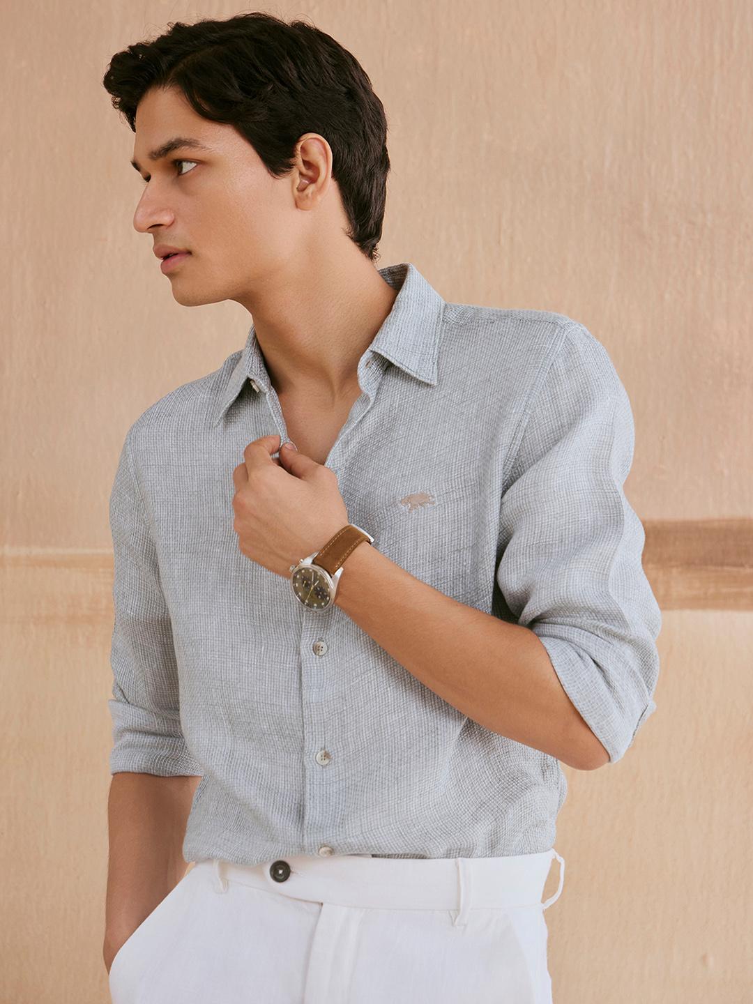Buy Andamen Men Casual Linen Woven Regular Fit Shirt - Shirts for Men ...