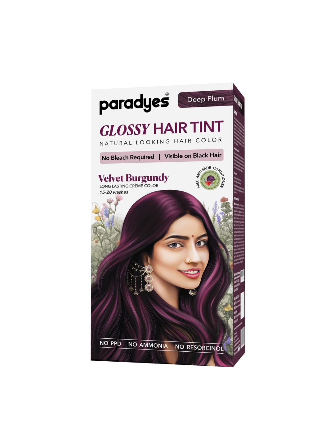 Buy Paradyes Semi Permanent Creme Glossy Tint Hair Color 160g Velvet ...